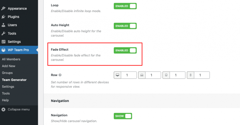 How to Enable Fade Sliding Effect - Smart Team