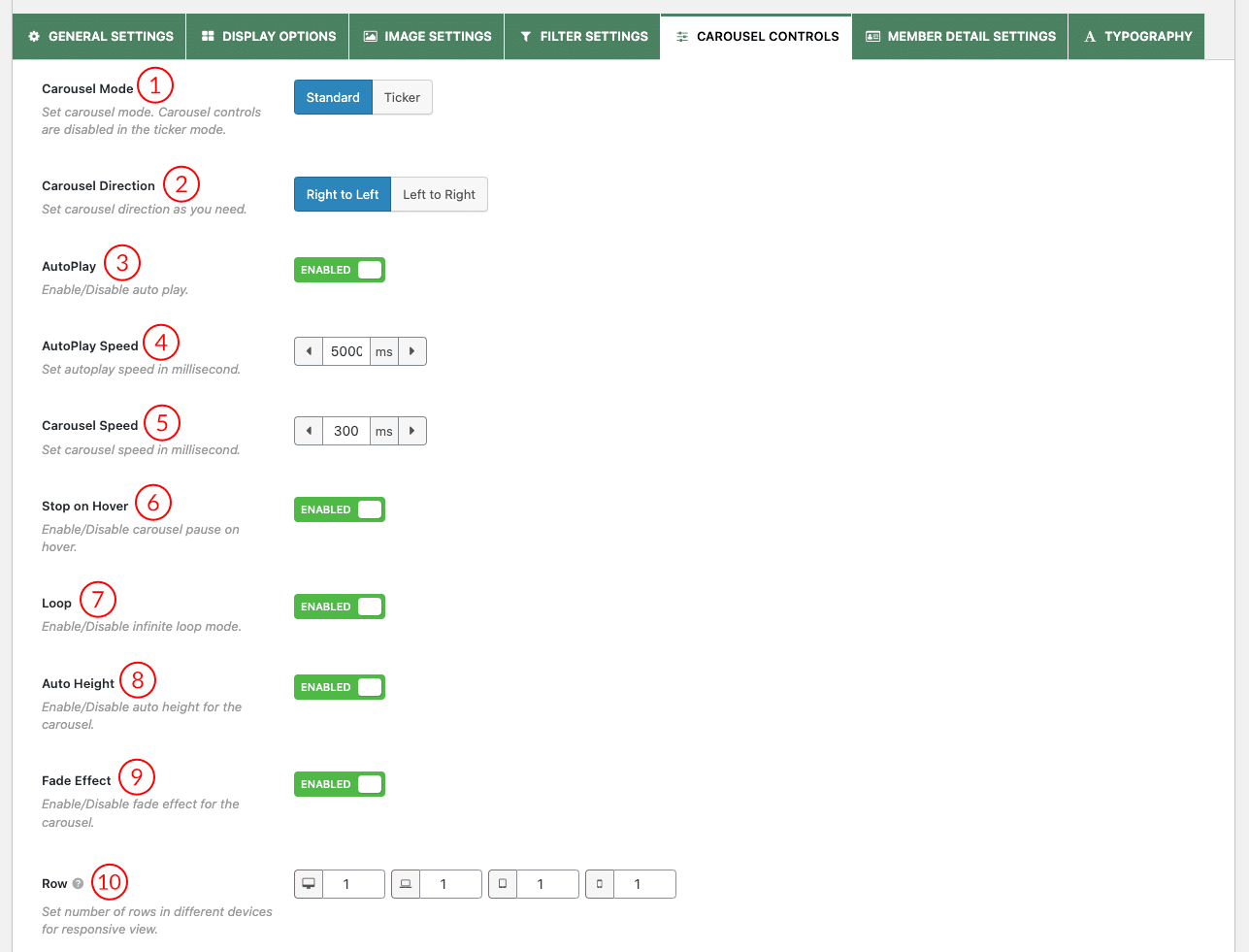 Carousel Controls - WP Team
